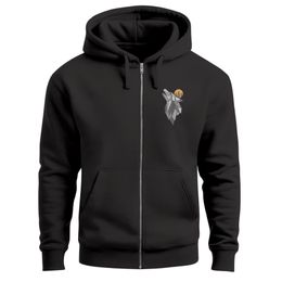 Neverless Sweatjacke 'Polygon Wolf' Herren Gr&ouml;&szlig;e XS schwarz