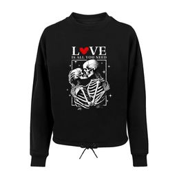 F4NT4STIC Sweatshirt 'Love is all you need' Damen Gr&ouml;&szlig;e XS grau / blutrot / schwarz / wei&szlig;