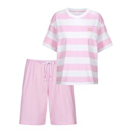 Mey Pyjama 'Streaked Lines' Damen Gr&ouml;&szlig;e XXL rosa Winterkleid
