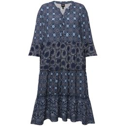 Ulla Popken Kleid Damen Gr&ouml;&szlig;e 54/56 blau / wei&szlig; Winterkleid