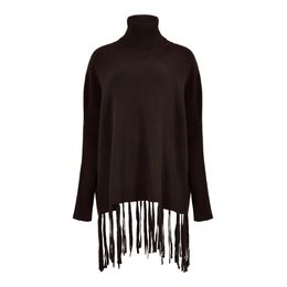 Apricot Roll Neck Fringe Poncho Jumper ' ' Damen Gr&ouml;&szlig;e S braun