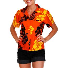 King Kameha Bluse 'Mono Hibiscus' Damen Gr&ouml;&szlig;e XXXL orange