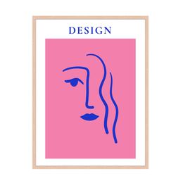 Liv Corday Bild 'Face in Pink' Herren Gr&ouml;&szlig;e 40x50 blau / hellbraun / pink