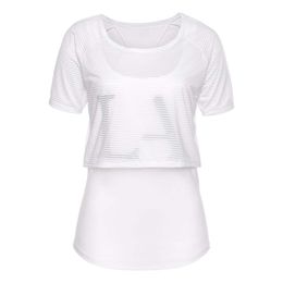 active by Lascana Lascana Active Shirt 'Digital Mauve' Damen Gr&ouml;&szlig;e L wei&szlig;