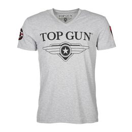Top Gun T-Shirt 'Stormy' Herren Gr&ouml;&szlig;e XXXL graumeliert / blutrot / schwarz
