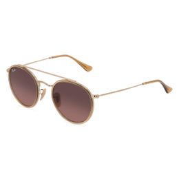 Ray-Ban RB3647N | Unisex-Sonnenbrille | Fassung: Vollrand, Rund, Metall, Gold Gl&auml;nzend | Glasfarbe: Braun Verlaufend