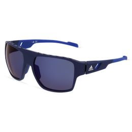 Adidas SP0046 | Herren-Sonnenbrille | Fassung: Vollrand, Quadratisch, Kunststoff, Blau Matt | Glasfarbe: Grau