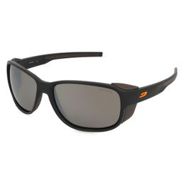 Julbo MONTEBIANCO 2 | Unisex-Sonnenbrille | Fassung: Vollrand, Eckig, Kunststoff, Schwarz Orange | Glasfarbe: Braun