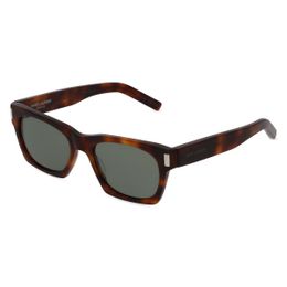 SAINT LAURENT SL 402 | Unisex-Sonnenbrille | Fassung: Vollrand, Quadratisch, Kunststoff, Havanna | Glasfarbe: Grau