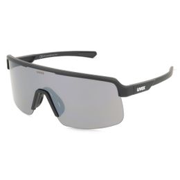 Uvex Sports S533095 dyrt | Unisex-Sonnenbrille | Fassung: Halbrand, Monoscheibe, Kunststoff, Schwarz Matt | Glasfarbe: Grau Spiegel Silber