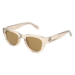SAINT LAURENT SL675 | Unisex-Sonnenbrille | Fassung: Vollrand, Rund, Acetat Spritzguss, Beige | Glasfarbe: Braun
