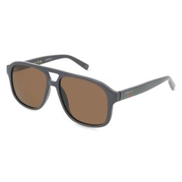 Gucci GG1856S | Herren-Sonnenbrille | Fassung: Vollrand, Pilot, Kunststoff, Grau | Glasfarbe: Braun