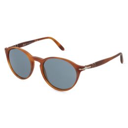 Persol 0PO3092SM | Herren-Sonnenbrille | Fassung: Vollrand, Panto, Acetat, Orange Dunkel | Glasfarbe: Blau