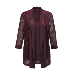 GOLDNER Spitzenjacke und Top Damen Gr&ouml;&szlig;e 7XL brombeer