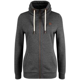 oxmo Sweatjacke 'Vicky' mit Tubekragen Damen Gr&ouml;&szlig;e S grau