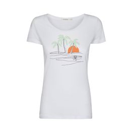Greenbomb T-Shirt 'Nature Sunset Palms' Damen Gr&ouml;&szlig;e XS hellgr&uuml;n / hummer / schwarz / wei&szlig;