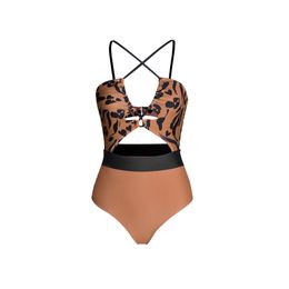 Cupshe Badeanzug 'Brown-ASL0311EA/Black-DAA12E2F002AA' Damen Gr&ouml;&szlig;e XS braun