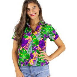 King Kameha Bluse 'Green Purple Flower' Damen Gr&ouml;&szlig;e M orange