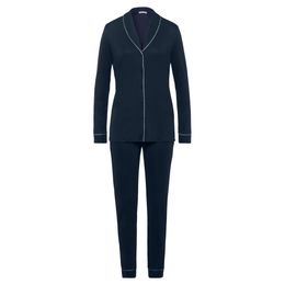 Hanro Pyjama 'Natural Comfort' Damen Gr&ouml;&szlig;e XL dunkelblau Winterkleid