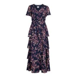 Apricot Watercolour Leaves Tiered Maxi Dress ' ' Damen Gr&ouml;&szlig;e 42 navy Winterkleid