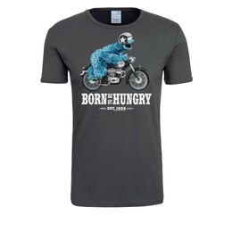 logoshirt T-Shirt 'Sesamstrasse &ndash; Kr&uuml;melmonster Motorrad' Damen Gr&ouml;&szlig;e L dunkelgrau