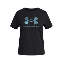Under Armour T-Shirt 'Rival Shimmer' M&auml;dchen Gr&ouml;&szlig;e 158/170 blau / schwarz