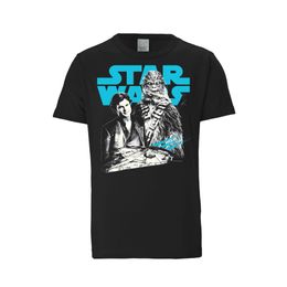 logoshirt T-Shirt 'Star Wars: Solo - Han Solo & Chewbacca' Damen Gr&ouml;&szlig;e S blau / schwarz / wei&szlig;