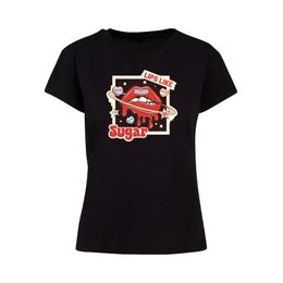 F4NT4STIC T-Shirt 'Lips like sugar retro fashion Valentinstag' Damen Gr&ouml;&szlig;e 5XL rot / schwarz / wei&szlig;