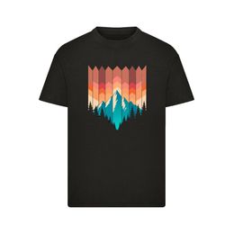 F4NT4STIC T-Shirt 'Berg Sonnenuntergang Geometrisch' Jungen Gr&ouml;&szlig;e 146/152 zitrone / petrol / hellrot / schwarz