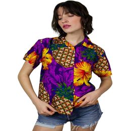 King Kameha Bluse 'Pineapple Hibiscus' Damen Gr&ouml;&szlig;e XS lila