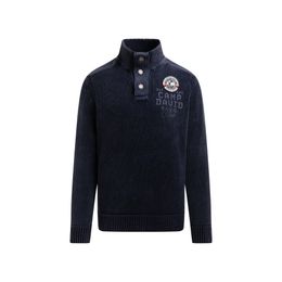 CAMP DAVID Troyer-Pullover aus Chenille mit Print und Patch Herren Gr&ouml;&szlig;e M blau