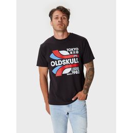 Oldskull Shirt 'Tokyopolis' Herren Gr&ouml;&szlig;e L hellblau / rubinrot / schwarz / wei&szlig;