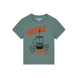 Watapparel T-Shirt ' Coffee makes everything better ' Damen Gr&ouml;&szlig;e XXL gr&uuml;n / hellrot / schwarz