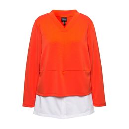 Ulla Popken Sweatshirt Damen Gr&ouml;&szlig;e 4XL/5XL orange / wei&szlig;