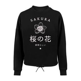 F4NT4STIC Sweatshirt 'Sakura Blume Japan' Damen Gr&ouml;&szlig;e M schwarz / wei&szlig;