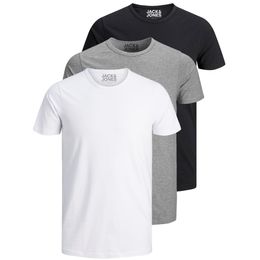 Jack & Jones Jack & Jones T-Shirt 'JJO-Neck' Herren Gr&ouml;&szlig;e XL graumeliert / schwarz / wei&szlig;