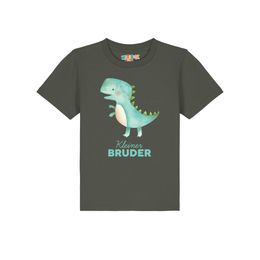 Watabout.kids T-Shirt 'Dinosaurier 03 Kleiner Bruder' Jungen Gr&ouml;&szlig;e 152/158 khaki / mint