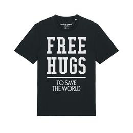 Watapparel T-Shirt ' Free hugs to save the world ' Herren Gr&ouml;&szlig;e 5XL schwarz / wei&szlig;