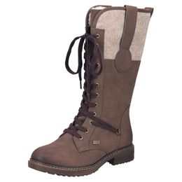 Rieker Schn&uuml;rstiefel Damen Gr&ouml;&szlig;e 41 beige / dunkelbraun Winterschuhe
