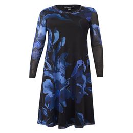 Yoek Kleid Damen Gr&ouml;&szlig;e 54/56 blau / schwarz Winterkleid