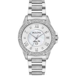 Bulova Uhr Damen Gr&ouml;&szlig;e One Size silber / transparent / wei&szlig;