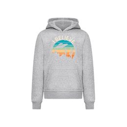 F4NT4STIC Sweatshirt 'I Believe UFO Alien Sonnenuntergang' M&auml;dchen Gr&ouml;&szlig;e 134/140 graumeliert / mischfarben