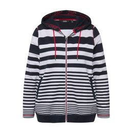 Ulla Popken Sweatjacke Damen Gr&ouml;&szlig;e M/L nachtblau / hellrot / wei&szlig;