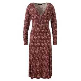 Aniston Casual Kleid Damen Gr&ouml;&szlig;e 40 beige / bordeaux / kirschrot Winterkleid