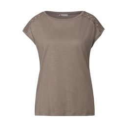Street One Shirt mit Spitzendetail Damen Gr&ouml;&szlig;e XXXL braun
