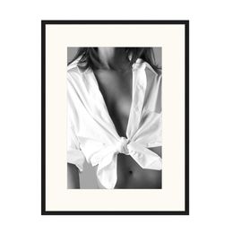 Liv Corday Bild 'White Shirt' Herren Gr&ouml;&szlig;e 30x40 grau / schwarz / wei&szlig;
