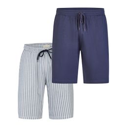 Phil & Co. Berlin Pyjamashorts 'Classic' Herren Gr&ouml;&szlig;e L blau / dunkelblau / hellgrau