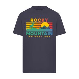 F4NT4STIC T-Shirt 'US National Parks Rocky Mountain Sunset' Herren Gr&ouml;&szlig;e M blau / mischfarben