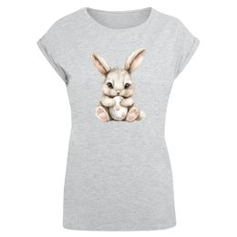 F4NT4STIC T-Shirt 'Niedlicher Osterhase mit Ei' Damen Gr&ouml;&szlig;e 5XL beige / grau / rosa / schwarz