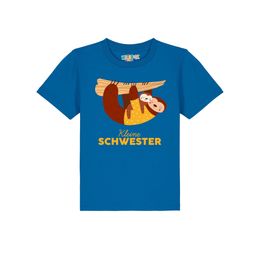 Watabout.kids T-Shirt 'Faultier Kleine Schwester' Jungen Gr&ouml;&szlig;e 134/146 royalblau / orange / dunkelrot
